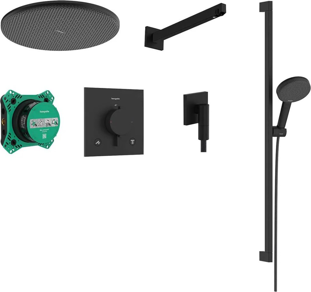 Hansgrohe Raindance Alive S - Sprchový set s termostatem pod omítku, s tělesem, průměr 30 cm, 3 proudy, matná černá 24622670