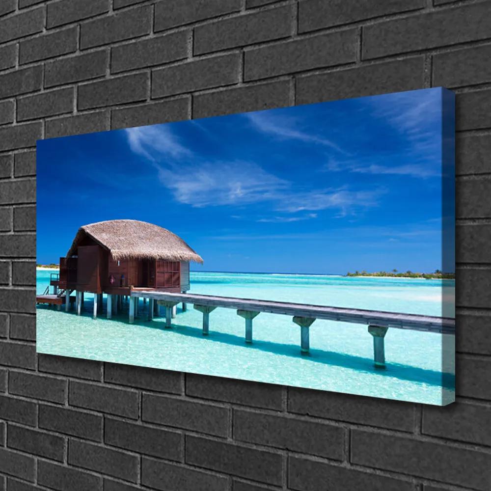 Obraz na plátně Moře Pláž Dům Architektura 125x50 cm