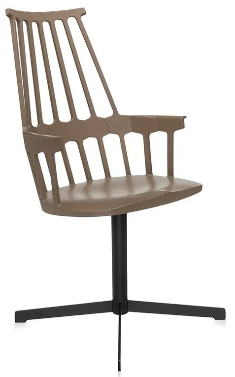 Otáčecí křeslo Comback oříšková/černá, Kartell - 5952