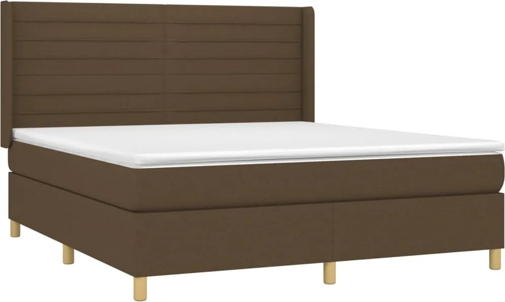 Box spring postel s matrací a LED tmavě hnědá 160x200 cm textil 3138968