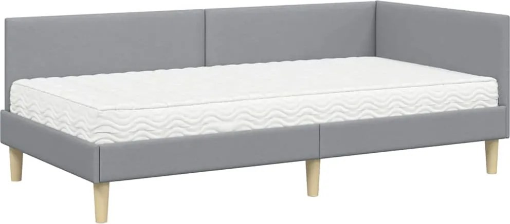 Rohový rám postele s matrací Jiný 2 ks Světle šedá textil 3393749