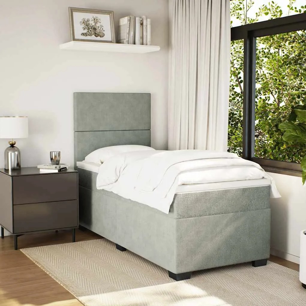 Box spring postel s matrací světle šedá 100x200 cm samet 3293128