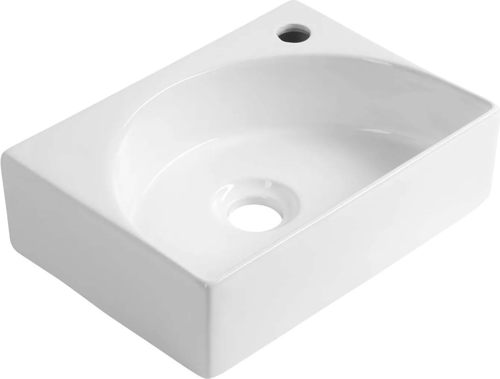 Aqualine Rubic - Umývátko 34x25 cm, bez přepadu, otvor pro baterii, bílá NP452