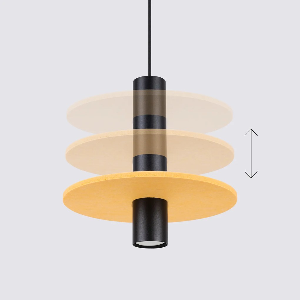 Sollux Lighting Závěsná lampa PELTA 1 černá/žlutá