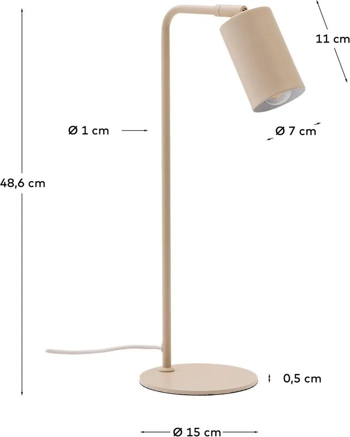 Béžová kovová stolní lampa (výška 49 cm) Manie – Kave Home