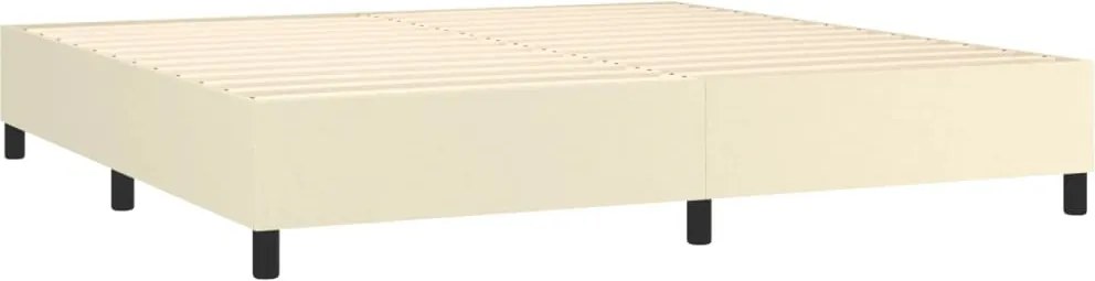 Box spring postel s matrací a LED krémová 200x200 cm umělá kůže 3135965