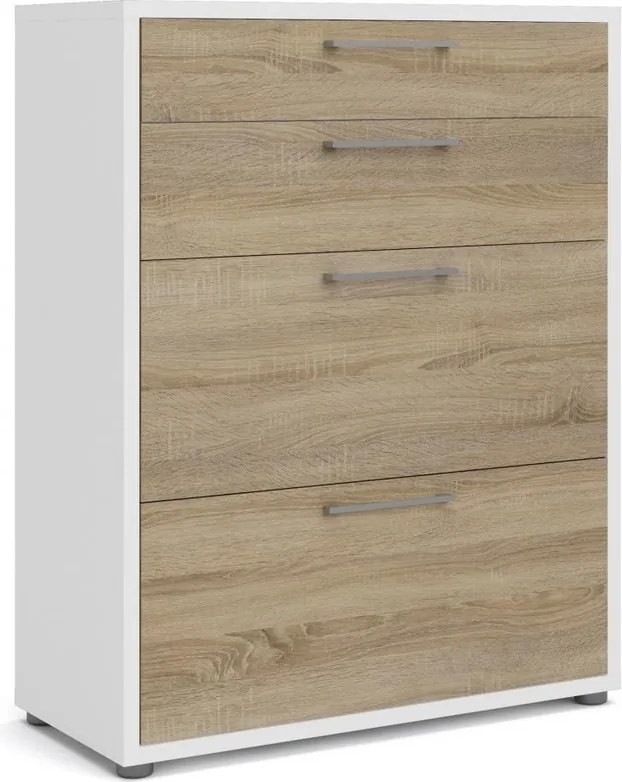 Skříň Modulo 89 x 40 x 113 cm, zásuvky, bílá / dub sonoma