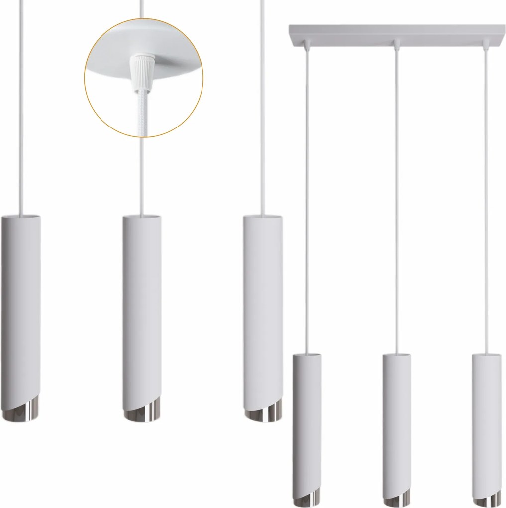 Závěsná Stropní lampa Lustr Stropní Svítidlo Tuba Kov Led GU10 Loft Moderní