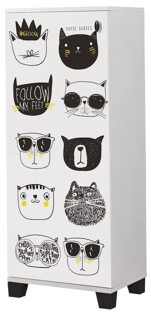 Hanah home dřevěná komoda CATS bílá 127x50 cm 869VEL6508
