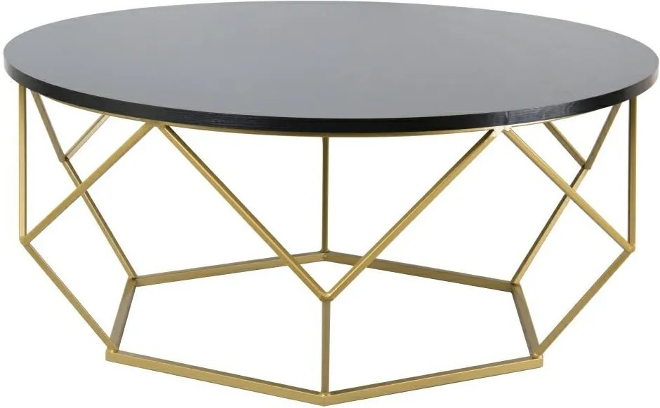 DekorStyle Kovový konferenční stolek Diamant 90 cm zlato-černý