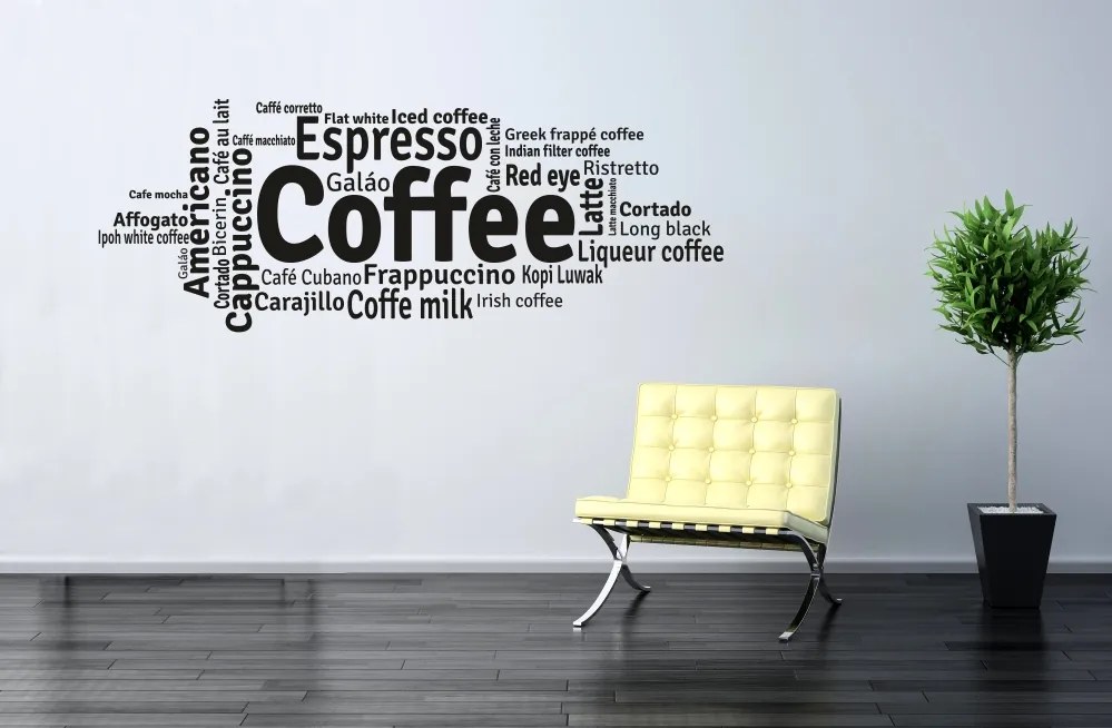 Samolepky na zeď - Coffee and other Barva: Zelená tmavá, Velikost: 110x41 cm