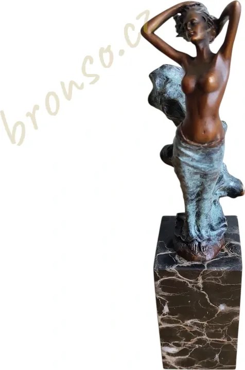 Dáma s vlajícími šaty – Art Deco bronzová socha, elegantní dekorace