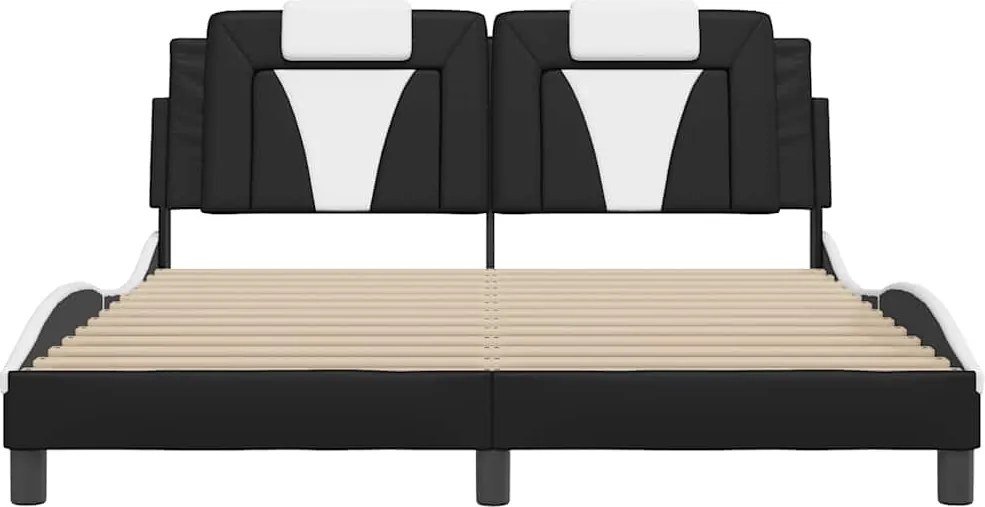 Rám postele Viana bez matrace černý a bílý 160 x 200 cm umělá kůže 3208108