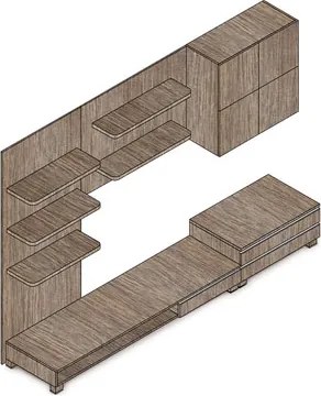 obývací stěna, barva noce (300 x 210) cm – velkorysá sestava z MDF