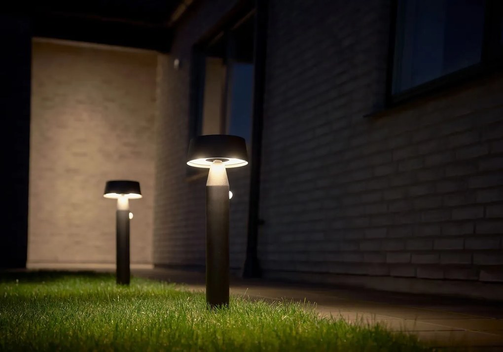 Černý zahradní solární LED sloupek Nama s pohybovým čidlem zapichovací 1W 90cm  - Nordlux
