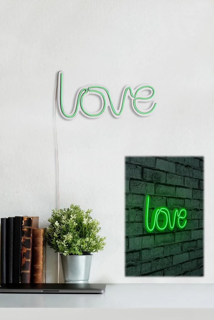 Wallexpert Dekorativní plastové LED osvětlení Love - Green, Zelená