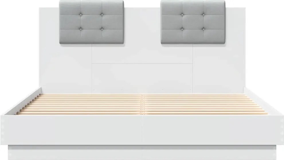 Rám postele s čelem a LED osvětlením bílý 120 x 200 cm 3210017