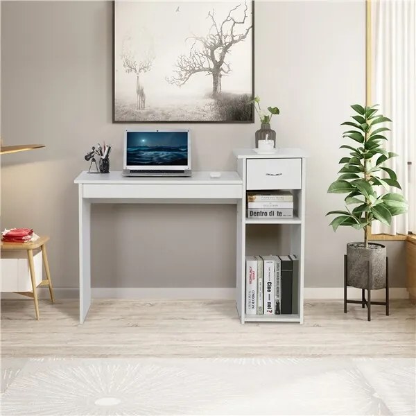 Psací stůl Yaheetech – bílá, 112 cm (délka) × 50 cm (šířka) × 82 cm (výška) (254234316789)