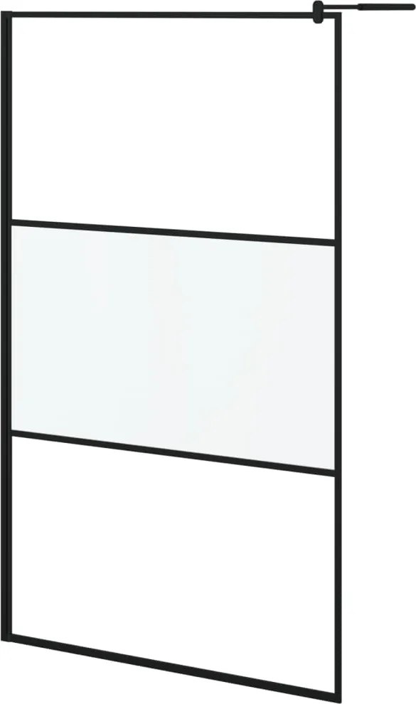 Zástěna do průchozí sprchy s policí černá 115x195 cm ESG/hliník 3185483