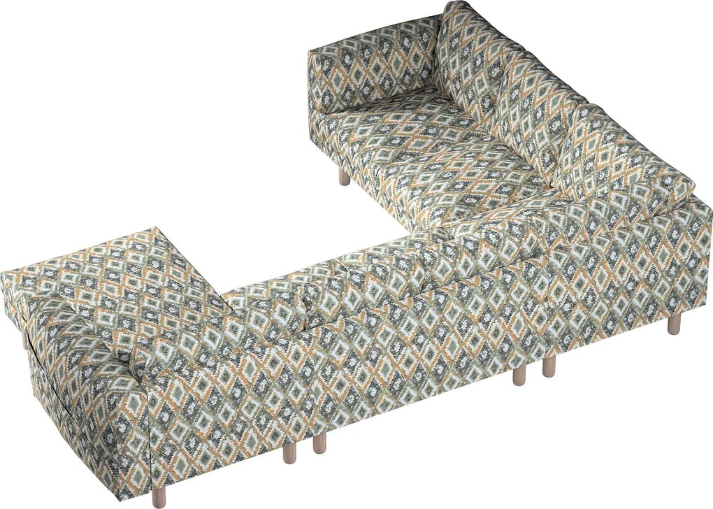 Potah na pohovku IKEA Norsborg rohová, 5-místná se šezlongem barva modrá látka pletený vzor, vzorované