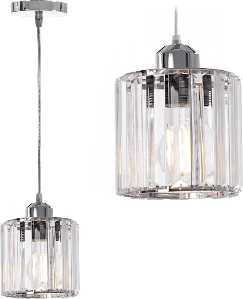 Toolight - Stropní křišťálové svítidlo 1xE27 60W APP508-1CP, chromová, OSW-08549