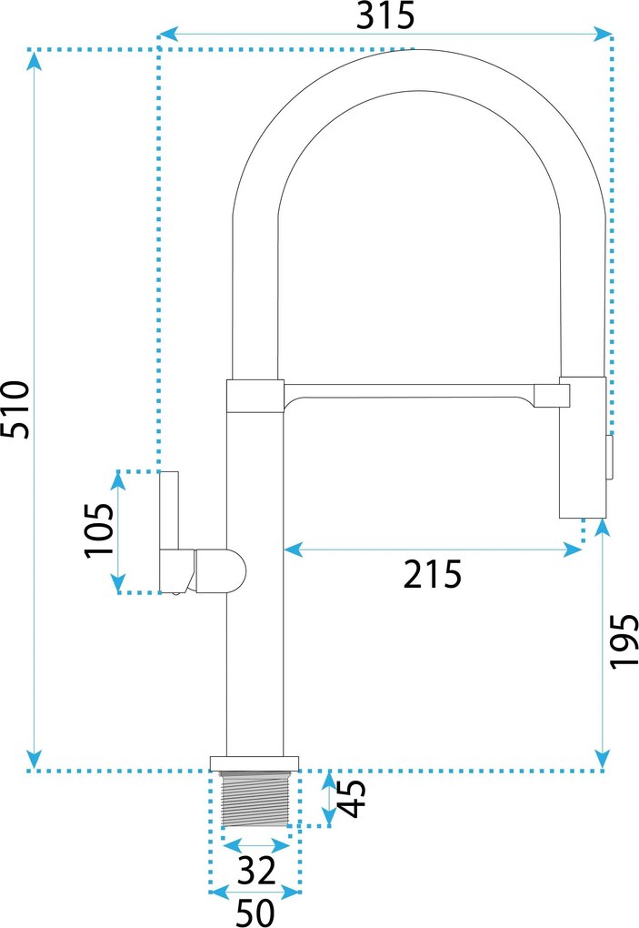 Rea Lago, vysoká dřezová baterie, h-510, měděná matná, REA-B9337