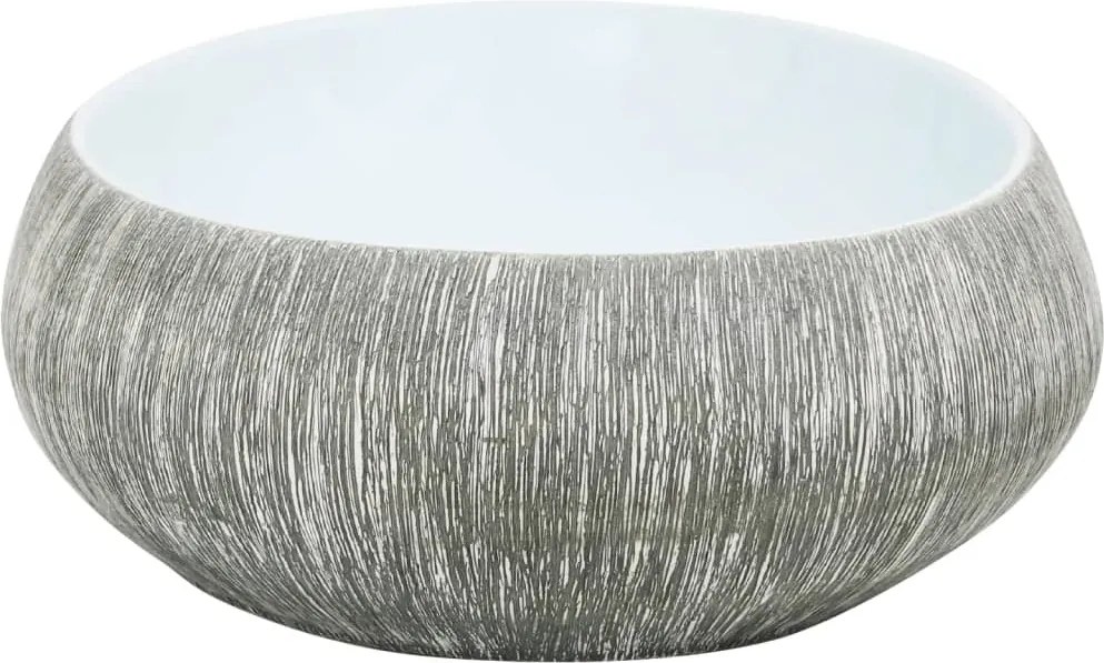 Umyvadlo na desku šedé a modré oválné 59 x 40 x 15 cm keramika 155093