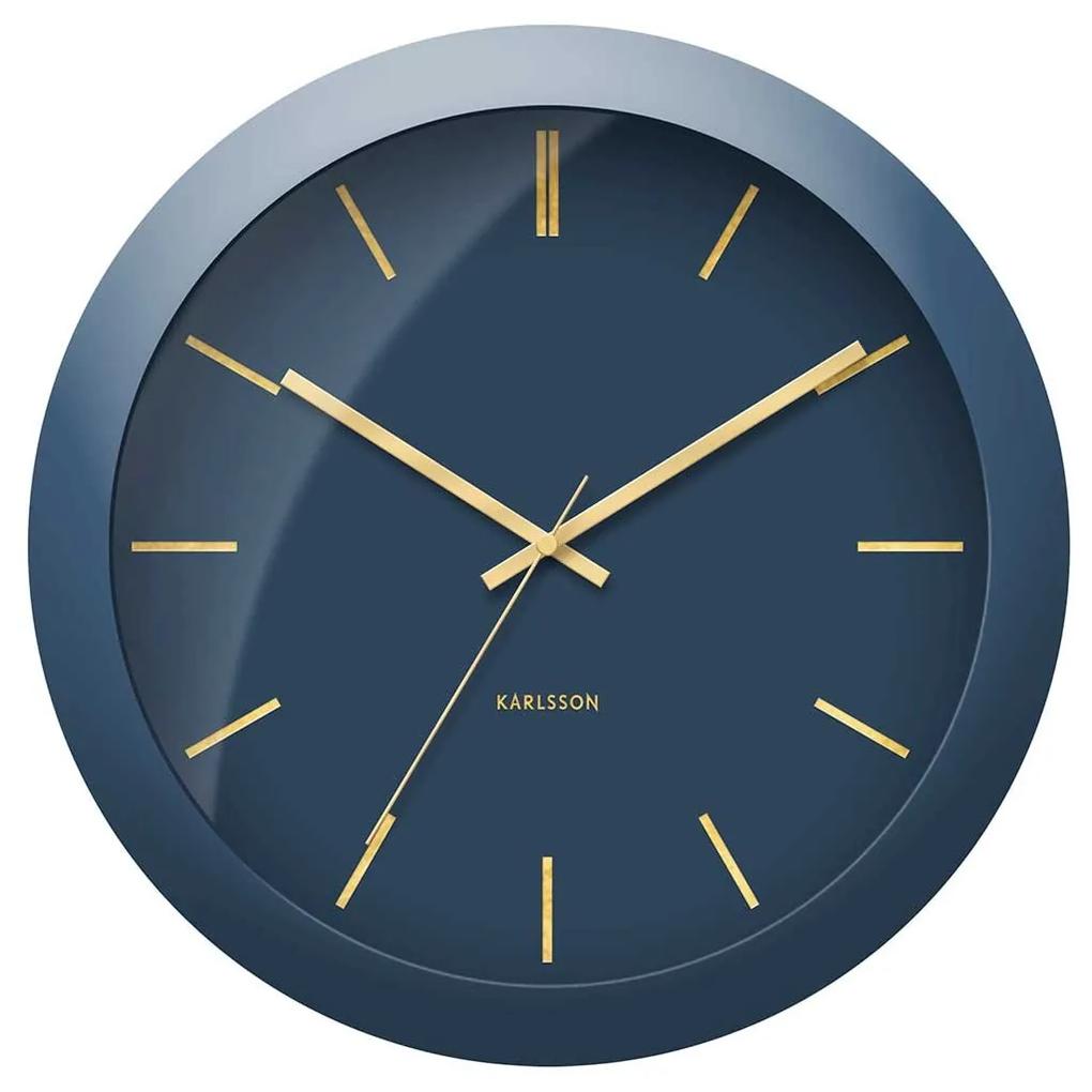 KARLSSON Nástěnné hodiny Globe – modré 40× 12 cm