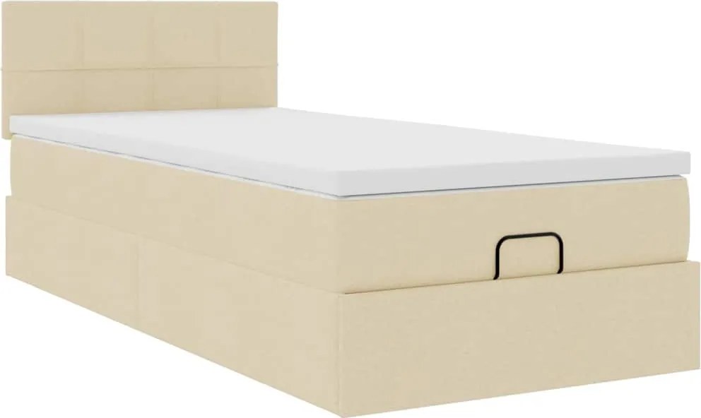 Osmanská postel s matrací &amp; LEDs krémová 90x200 cm látka 3312282