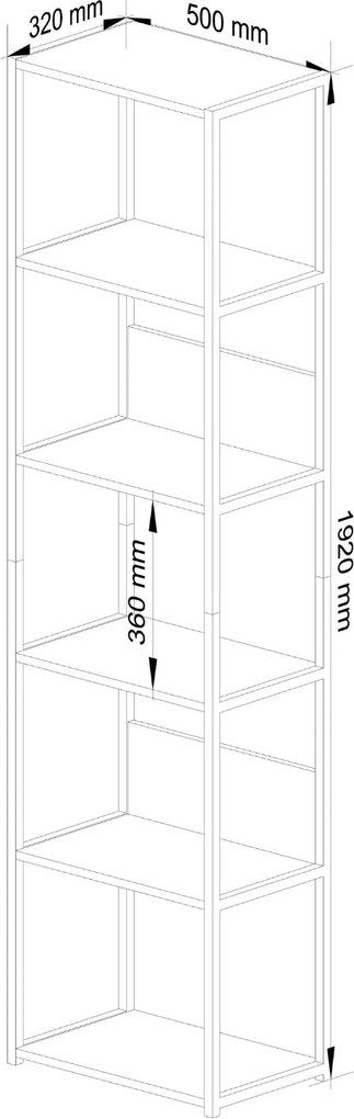 Regál PRAMONI 50x192 cm černý/dub craft