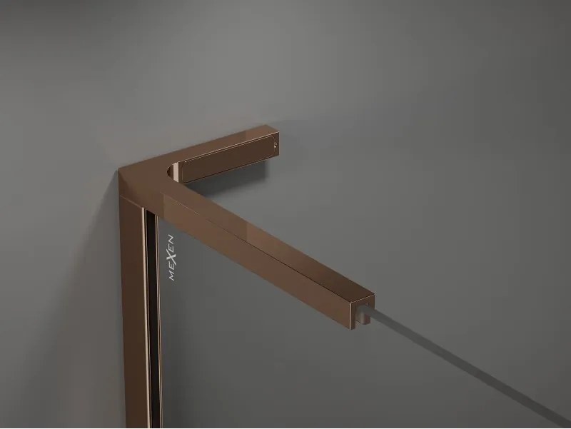 Mexen Velar L, posuvná sprchová zástěna Walk-in 100 x 200 cm, 8mm sklo námraza, růžové zlato, 871-100-003-33-60