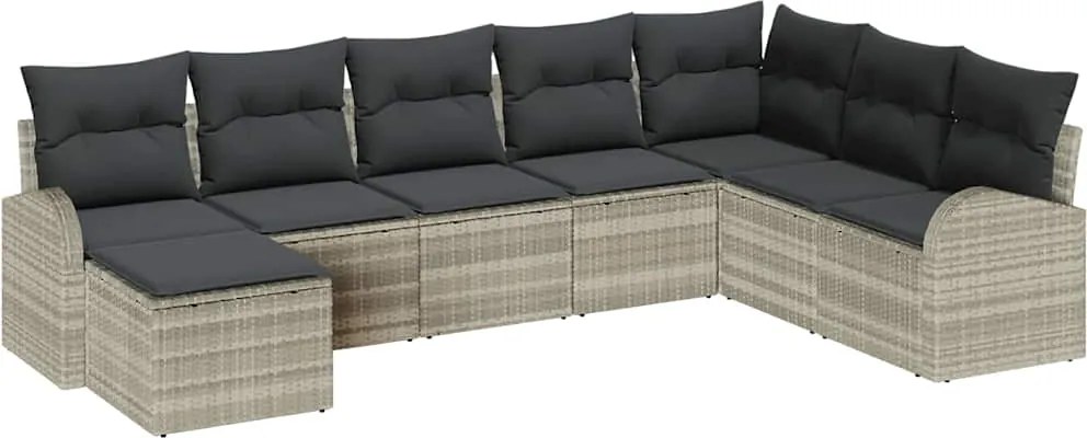 Set pohovek 8 ks Světle šedá polyratan 3354831