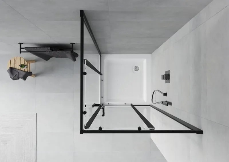 Mexen Rio čtvercová sprchová kabina 80 x 80 cm, transparentní, černá + sprchová vanička, bílá - 860-080-080-70-00-4510