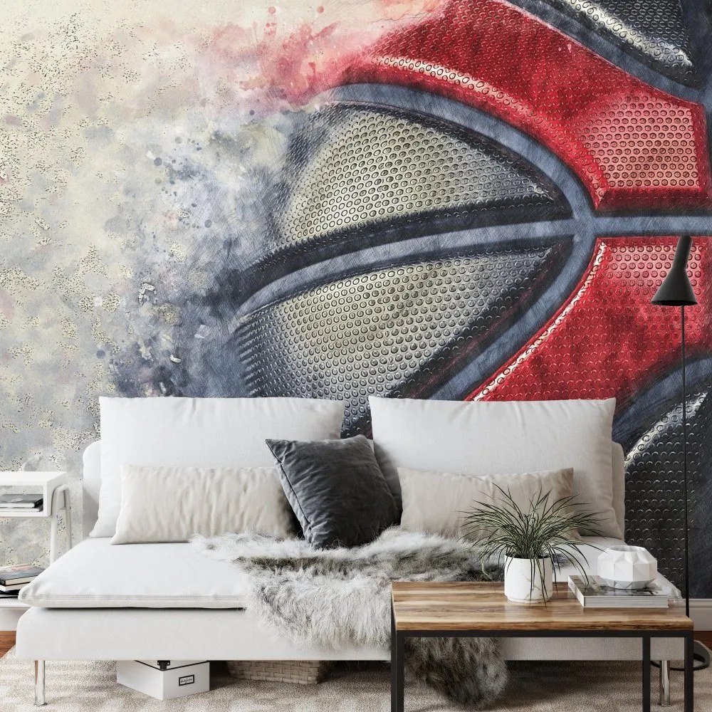Fototapeta Basketbalový Míč Malovaný Akvarelem Vliesová tapeta 208x146
