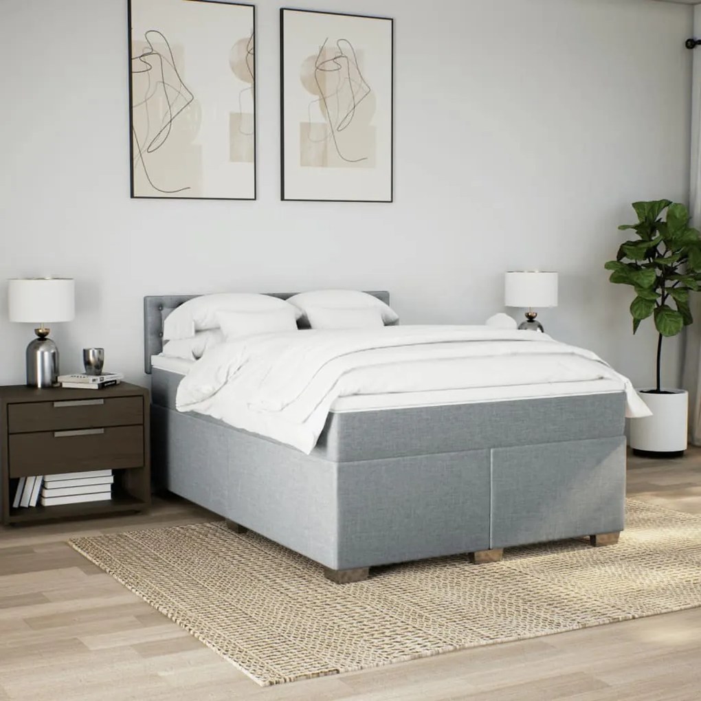 Box spring postel s matrací světle šedá 140 x 200 cm textil 3288225