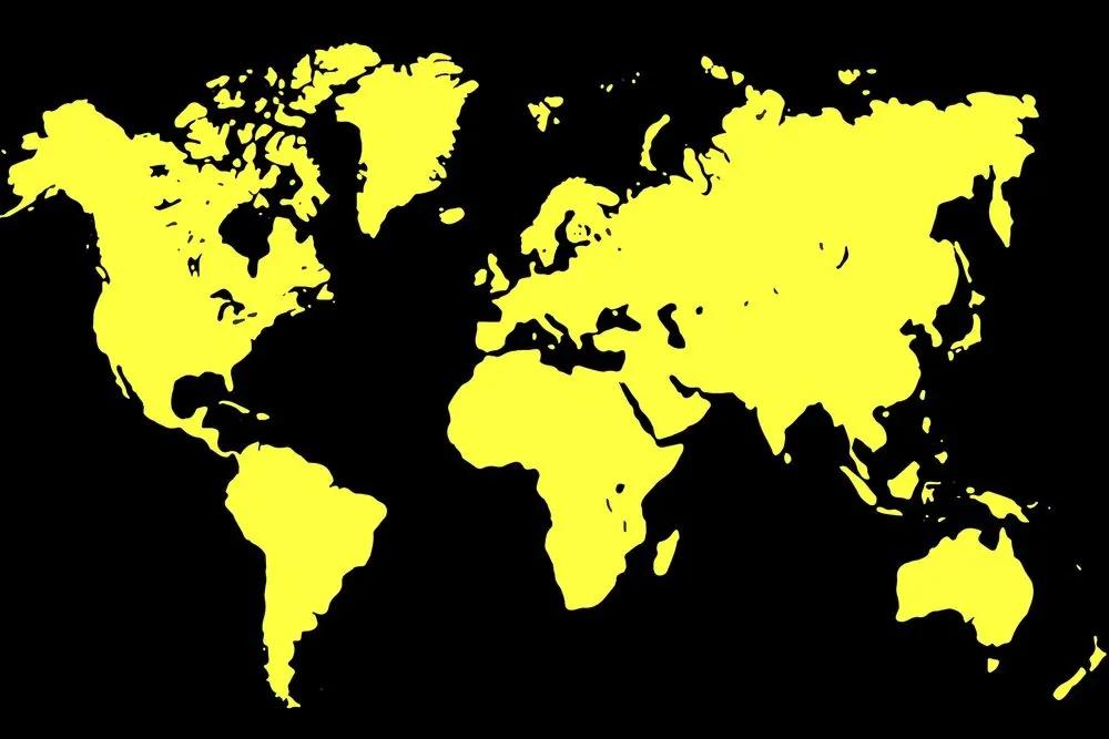 Obraz žlutá mapa na černém pozadí - 60x40 cm