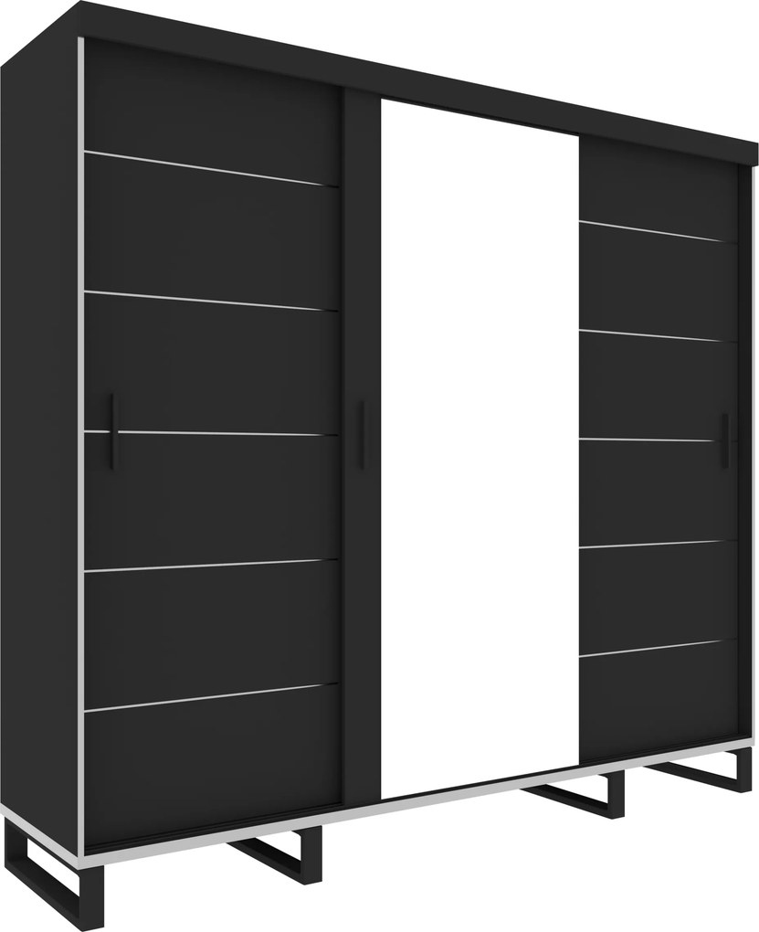 ARK Šatní skříň GOD, Černá/Stříbrná 250 cm
