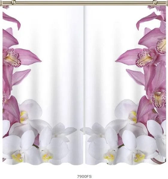 Black out závěsy 3D nebo voálové záclony 3D motiv 7900 Barevné orchideje , Rozměry Voálové záclony 2x145x260cm