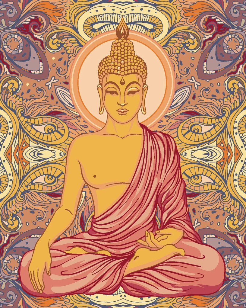 zuty malování podle čísel - buddha a ornamenty, 40x50 cm, vypnuté plátno na rám