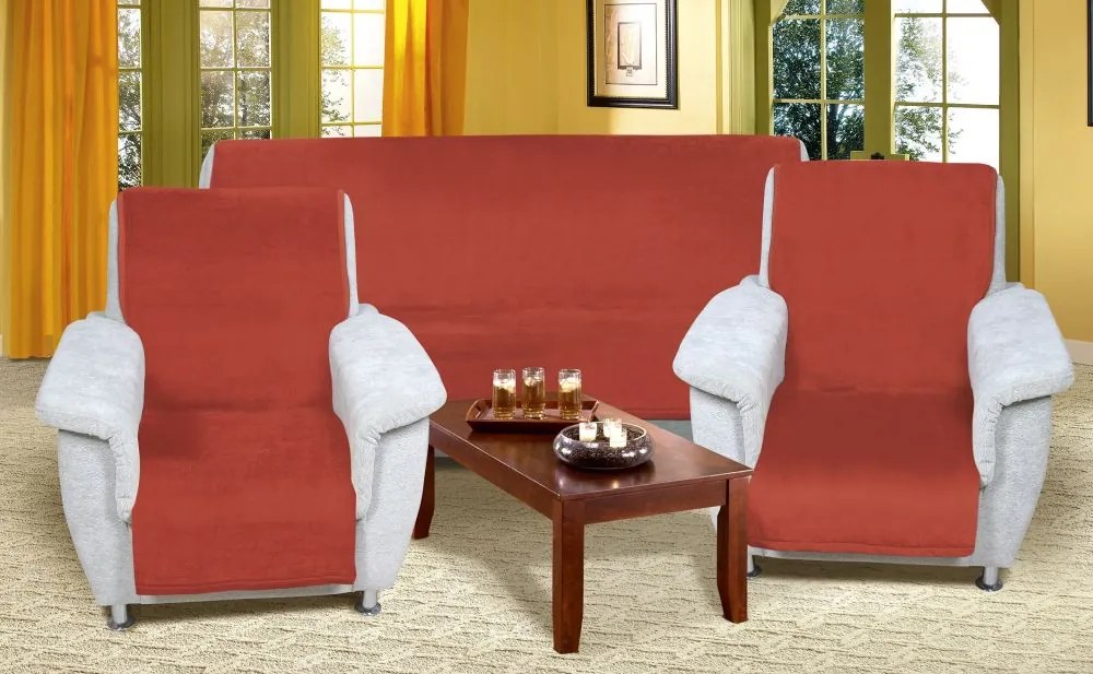 Kvalitex Přehoz na sedací soupravu Micro 3+1+1 terra 1 ks 150 x 200 cm, 2 ks 65 x 150 cm