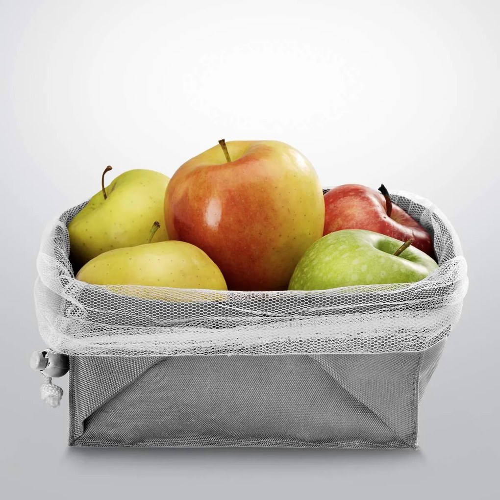 METALTEX Textilní košík na ovoce a zeleninu se síťkou FRESHLINE - 23 x 23 cm, šedý