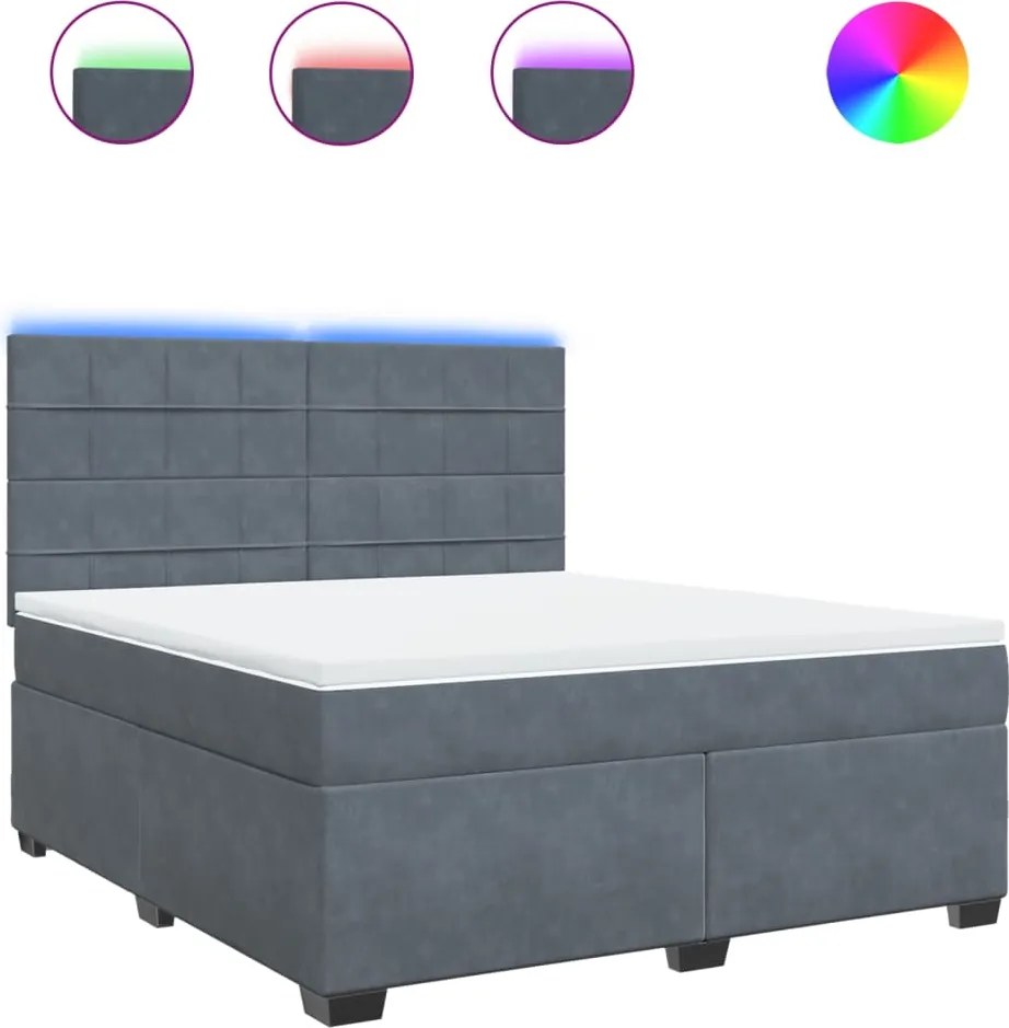 Box spring postel s matrací tmavě šedá 180x200 cm samet 3293279