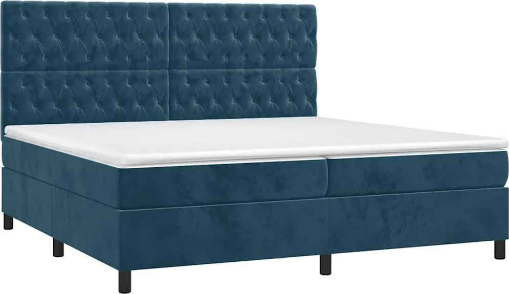 Box spring postel s matrací tmavě modrá 200x200 cm samet 3143227