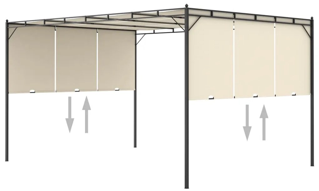 vidaXL Marketos Zahradní altán s bočním závěsem 4 x 3 x 2,25 m krémový