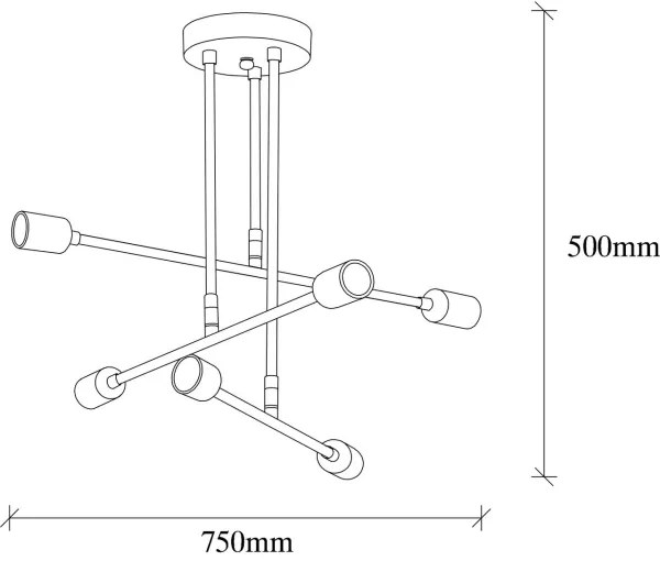 Lustr na tyči FLOWER 6xE27/40W/230V