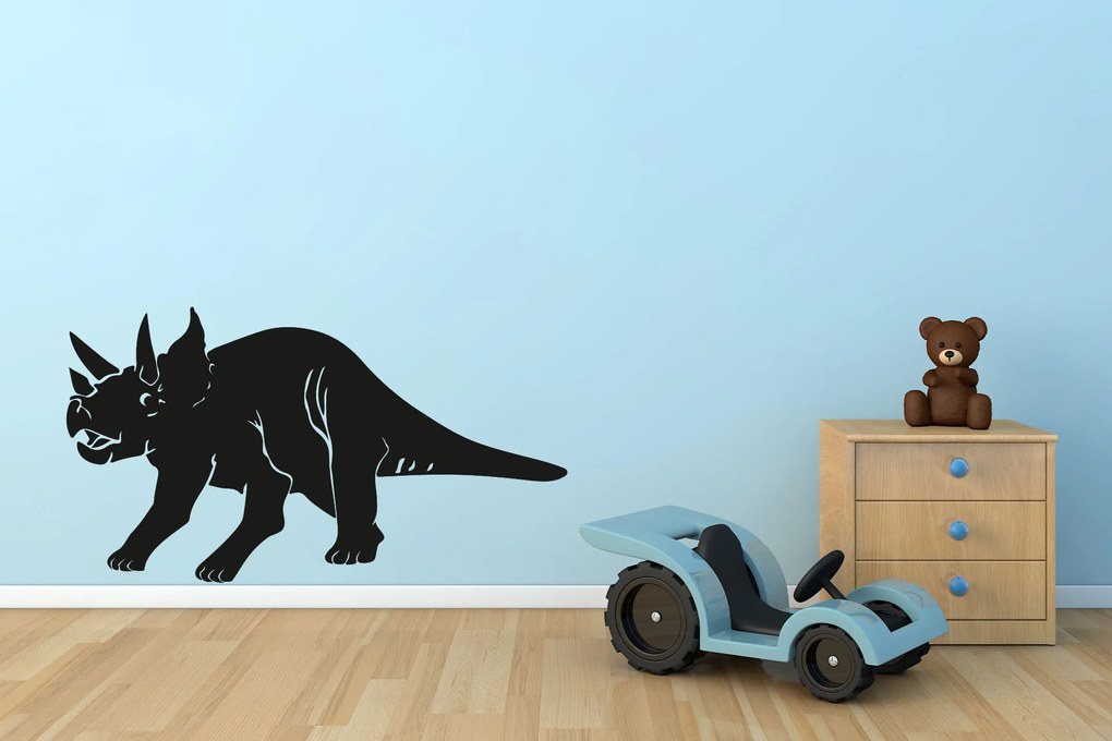 Lepy.cz Samolepka na zeď Dinosaurus - Triceratops Velikost (šířka x výška): 65x36cm, Barevná varianta: Ledová modrá