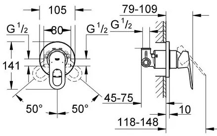 Grohe BauLoop Podomítková baterie s 1 výstupem, chrom 29042000