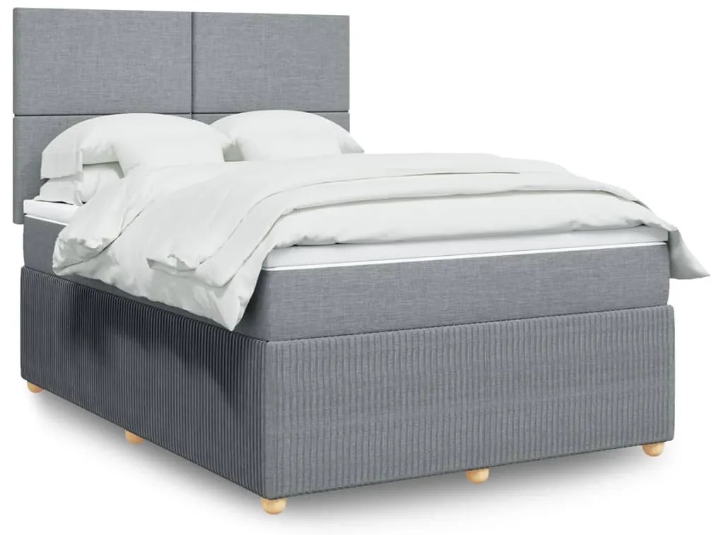 Box spring postel s matrací světle šedá 140 x 190 cm textil