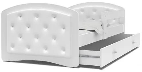 Dětská postel LUCKY 160x80 CRYSTAL eko kůže bílá