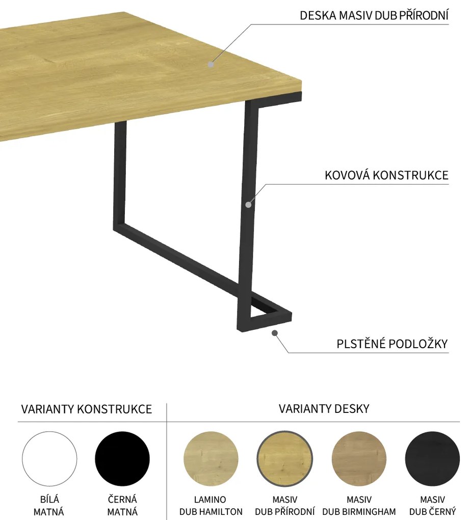 Černý konferenční stůl C10, dub Hamilton ZVOLTE TYP DŘEVA:: Masiv dub ČERNÝ